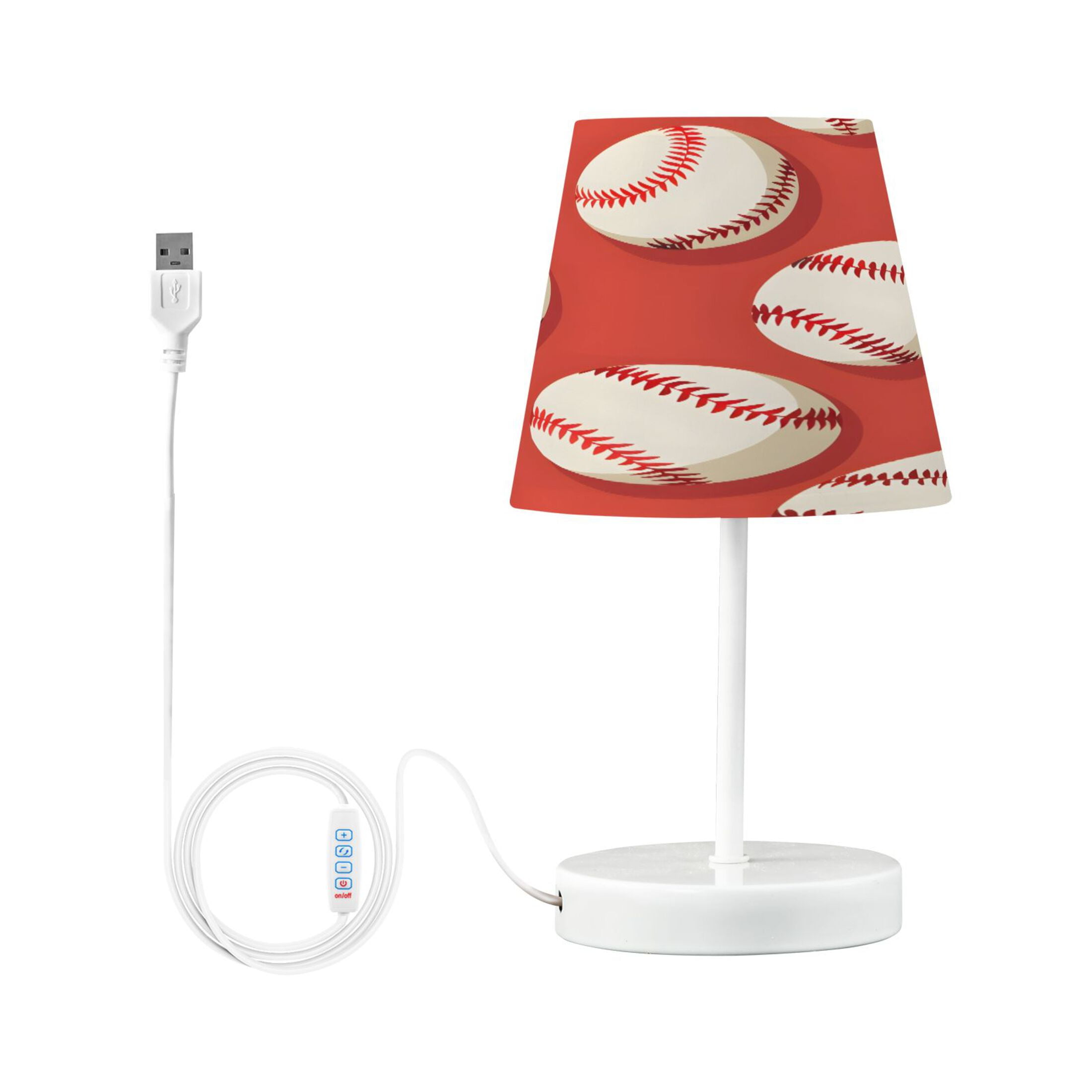 Baseball on Red Desk Lamp LED Table Nightstand Lamps with 3 Color ...