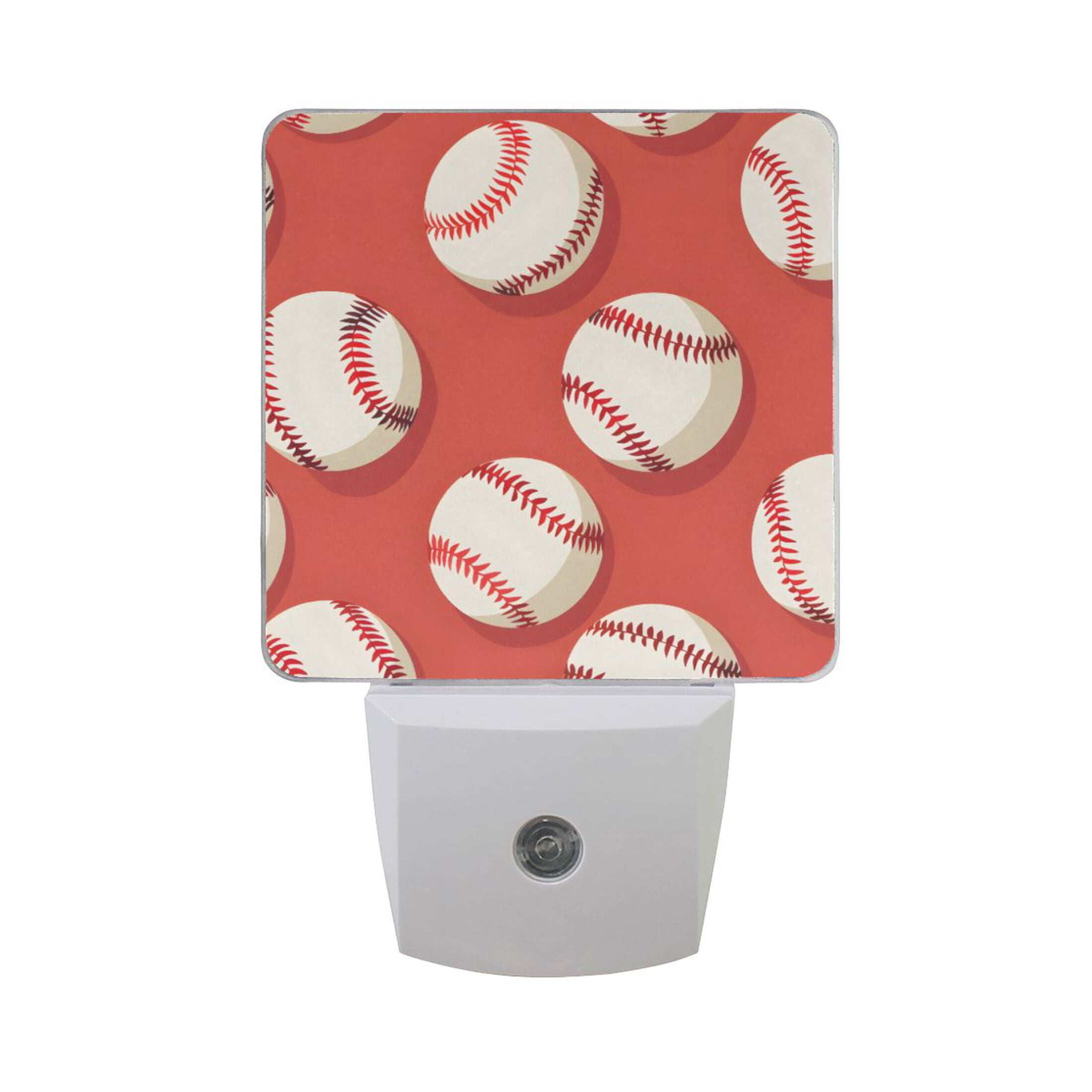 Baseball on Red LED Night Light Dusk to Dawn Sensor 2 Pack Plug-in Soft ...