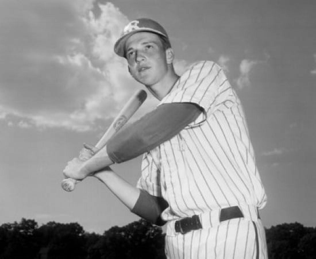 Baseball player swinging a baseball bat Poster Print (18 x 24 ...