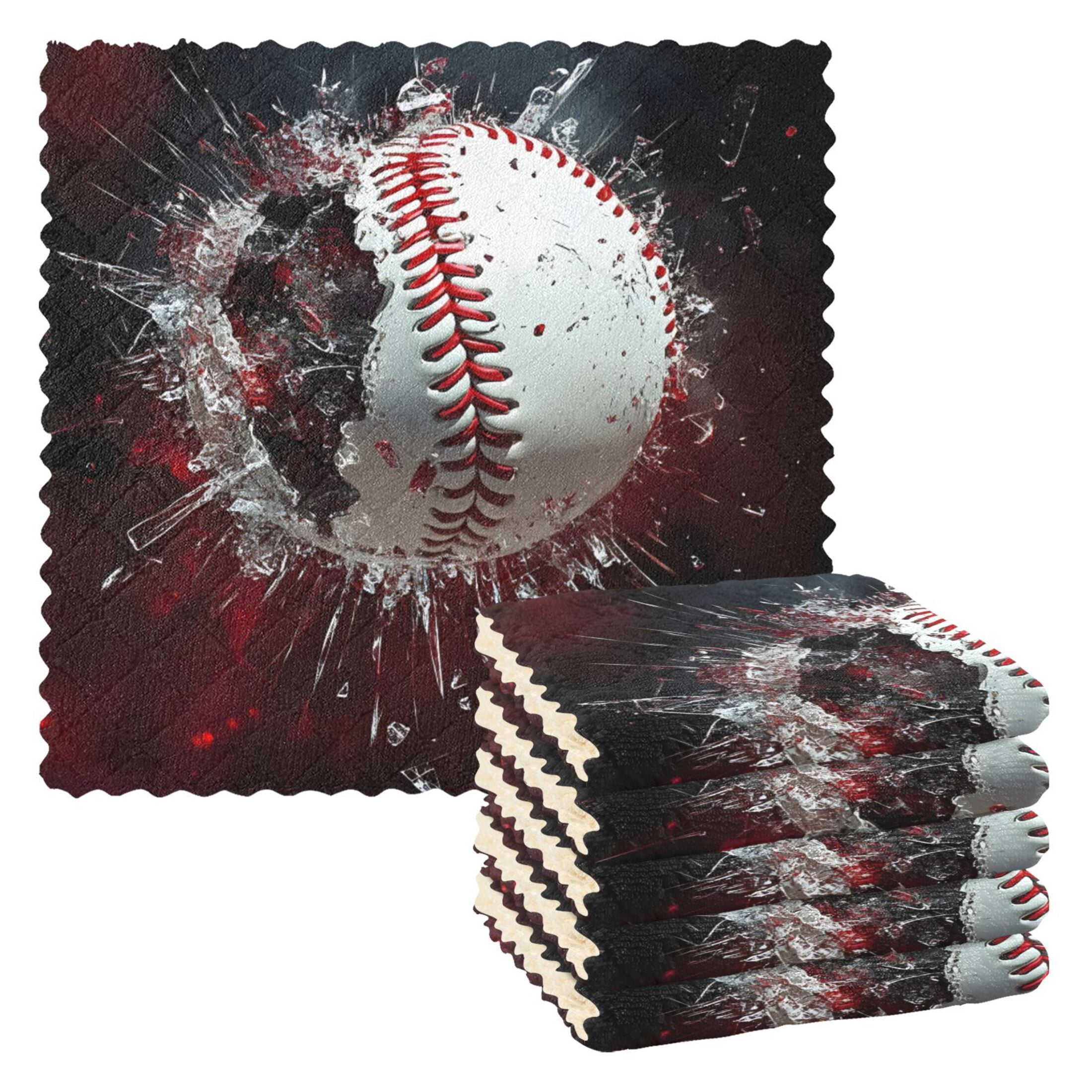 Baseball with Broken Glass Dish Cloths Dish Towels Cleaning Cloths ...