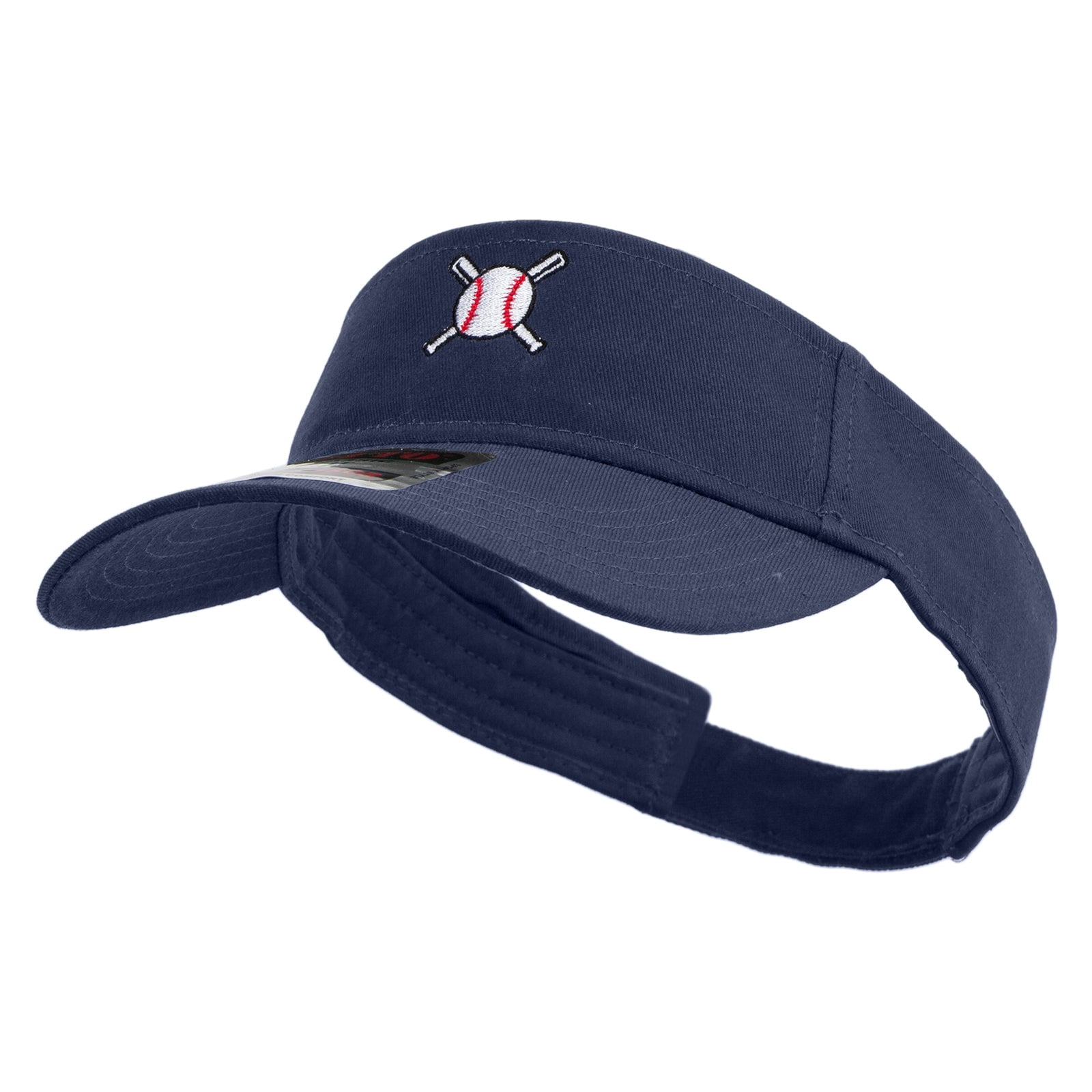 Baseball with Crossing Bats Logo Embroidered Cotton Twill Sun Visor ...