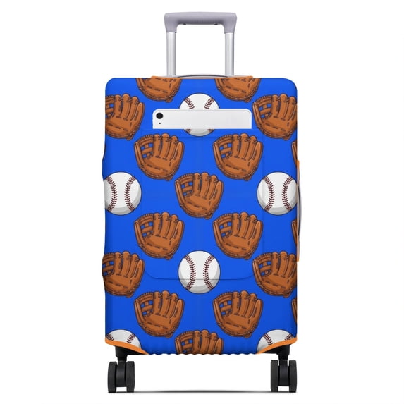 Baseballs and Gloves Blue Pattern Luggage Cover,Stretch Suitcase Dust ...