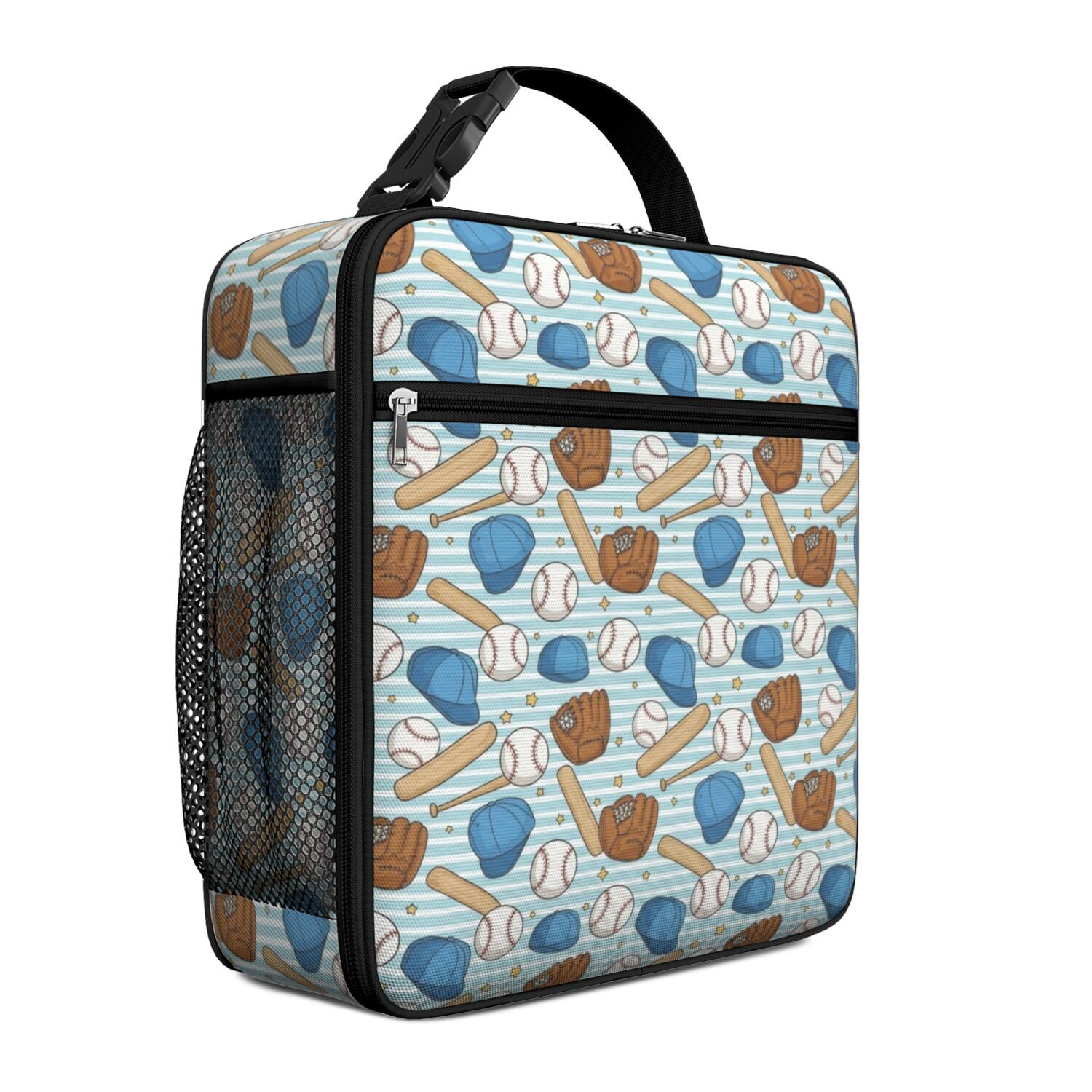 Baseballs and Gloves Light Blue Pattern Insulated Lunch Bag Teens,Lunch ...