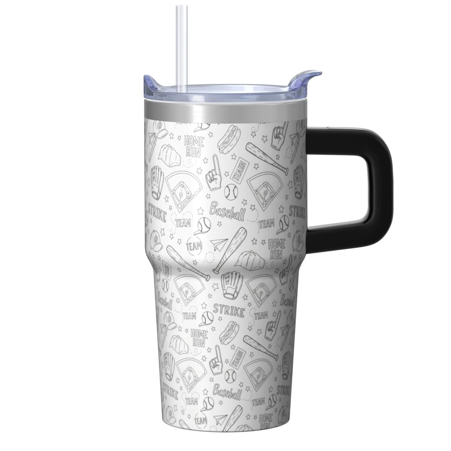 Baseballs Gloves White Pattern 20oz Insulated Tumbler, Stainless Steel ...