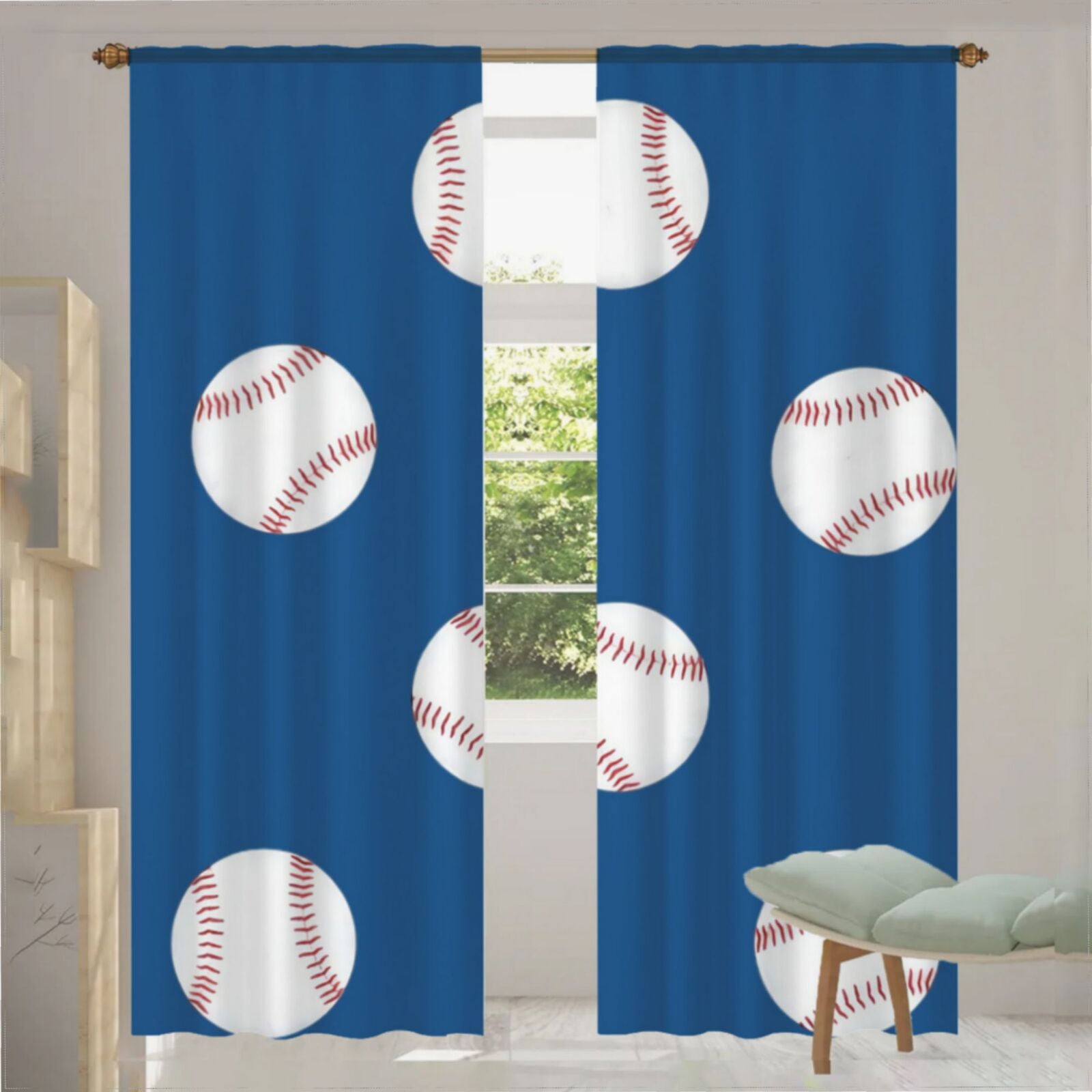Baseballs - Spring Sports Window Tulle Curtains for Living Room Kitchen ...