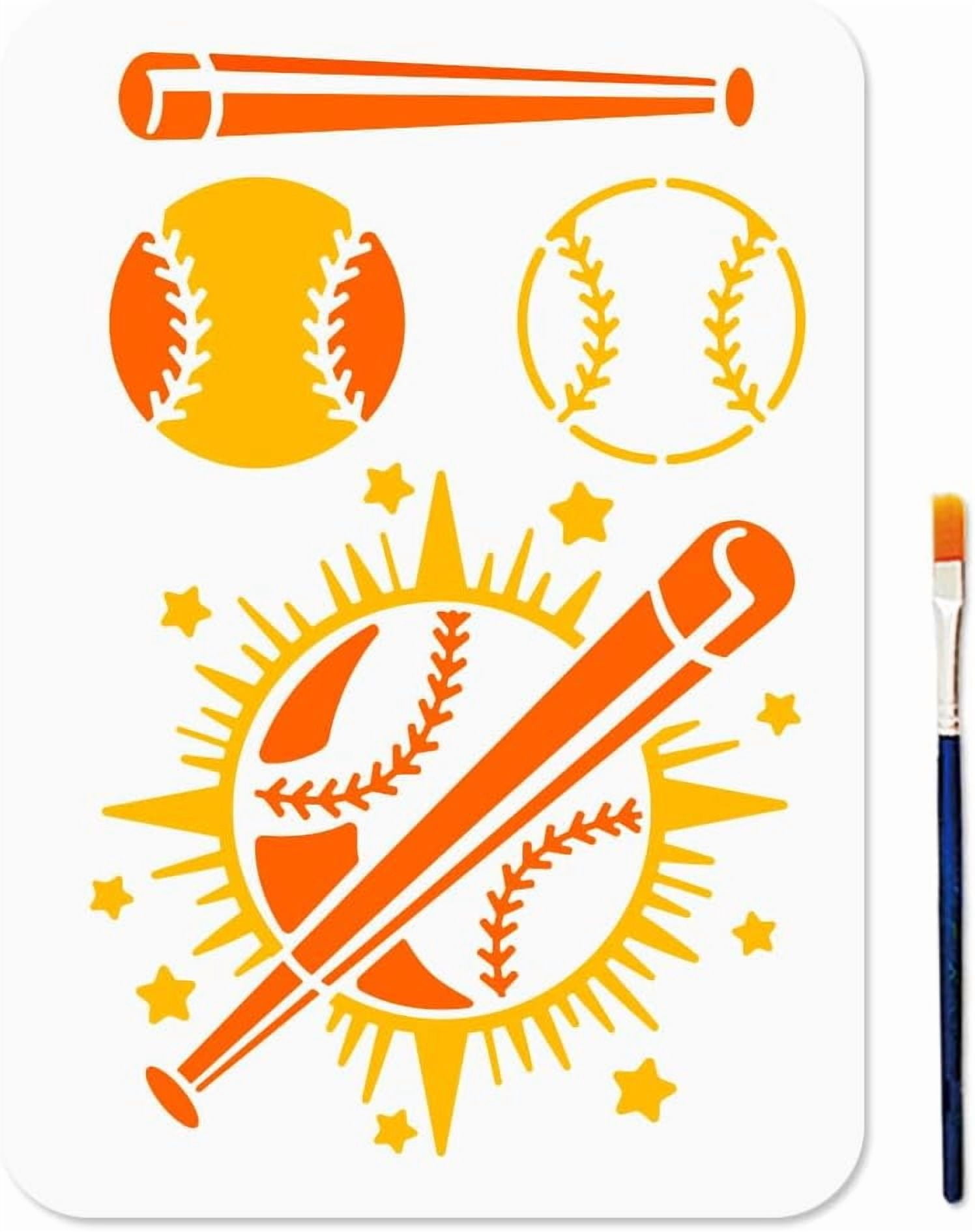 Baseballs Stencil Baseball Bat Template 11.7x8.3inch Reusable Sports ...