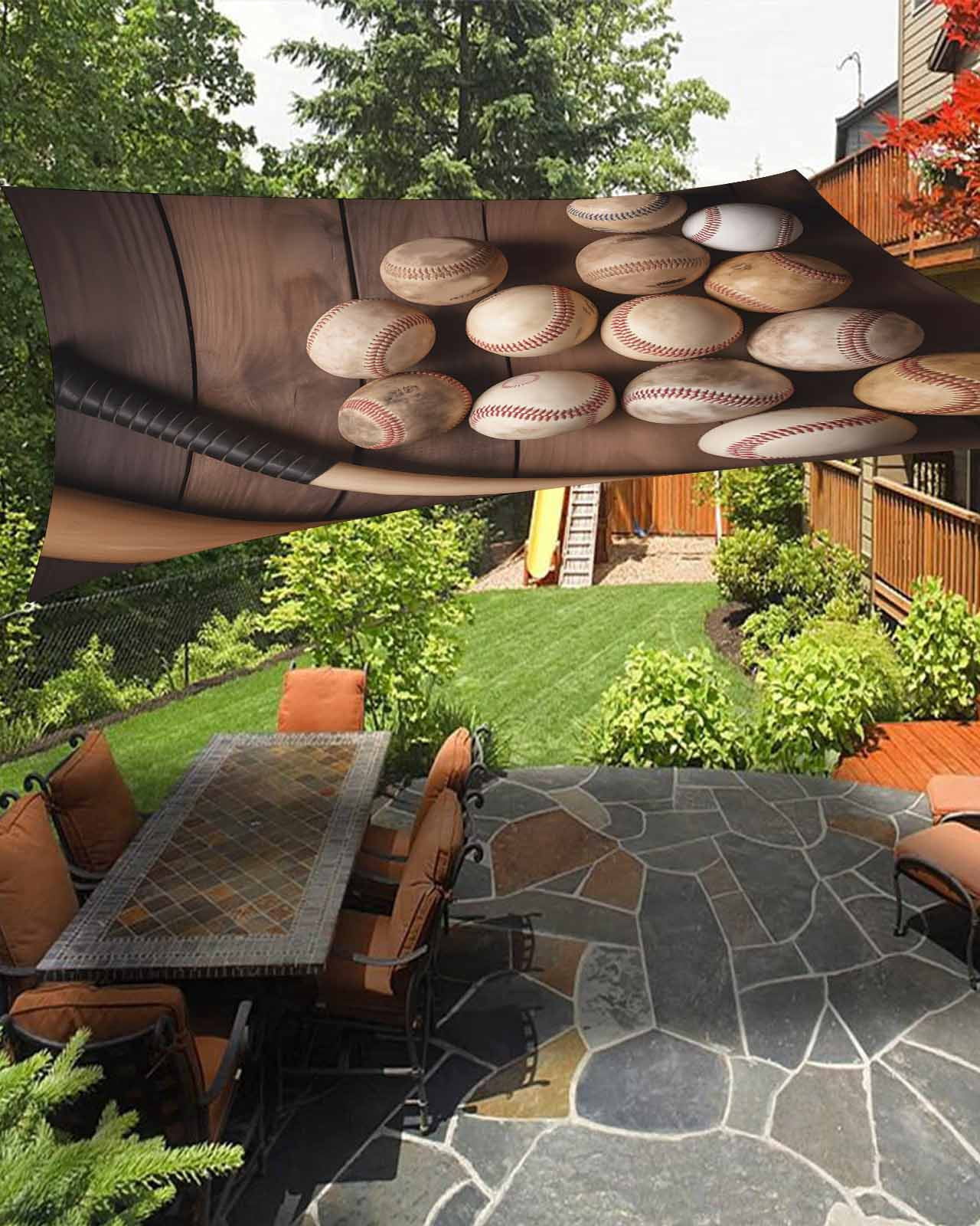 Baseballs Sun Shade Sail 12'X16' Vintage Baseball and Bat Sport Games ...