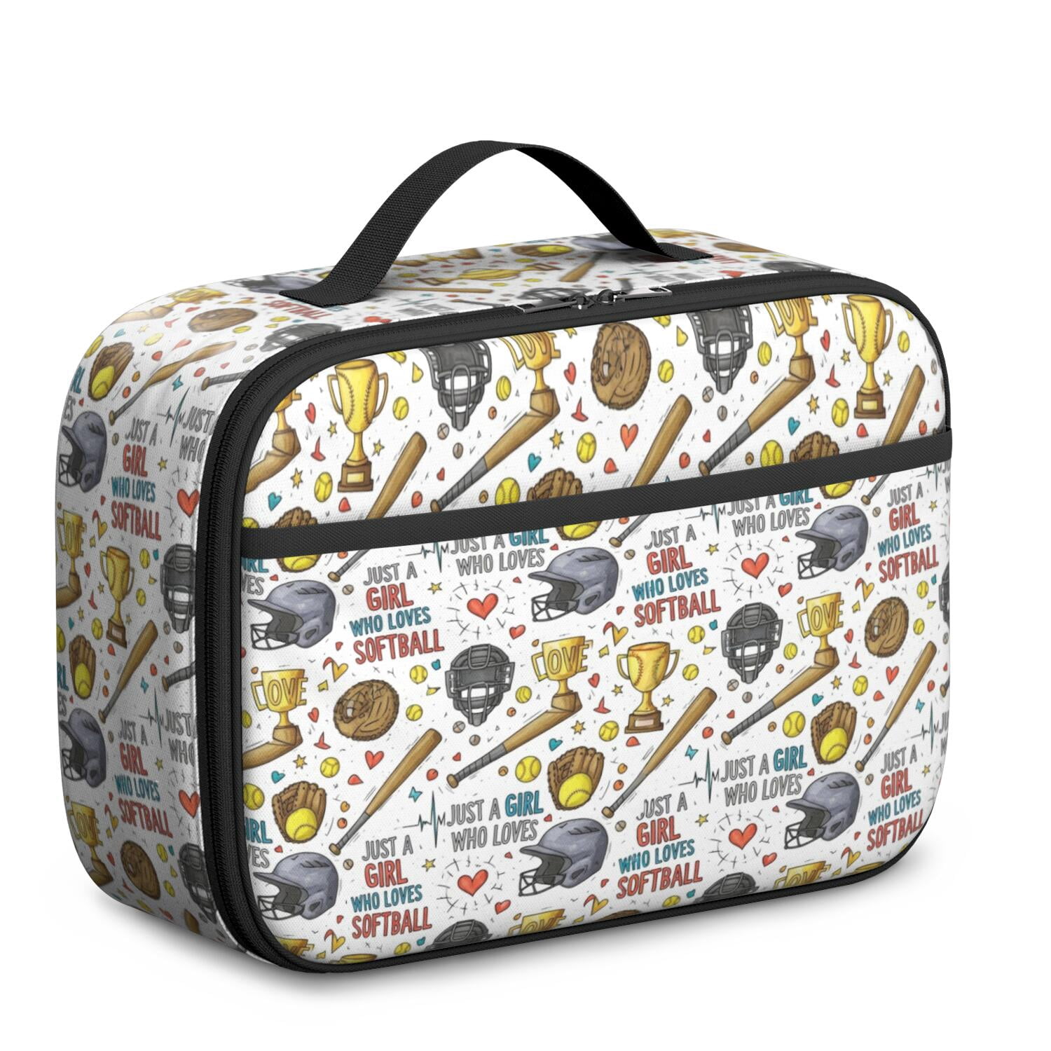 Baseballs and Trophies White Pattern Insulated Lunch Bag Teens,Bento ...