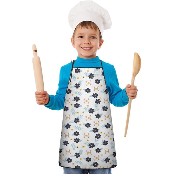Baseballs and Flowers White Pattern Teens Aprons, Adjustable Neck Strap ...