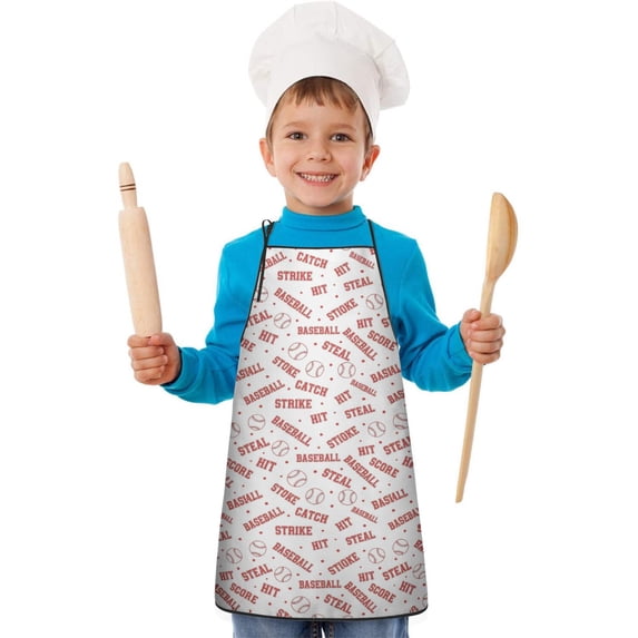 Baseballs and Game Words White Teens Aprons, Adjustable Neck Strap ...