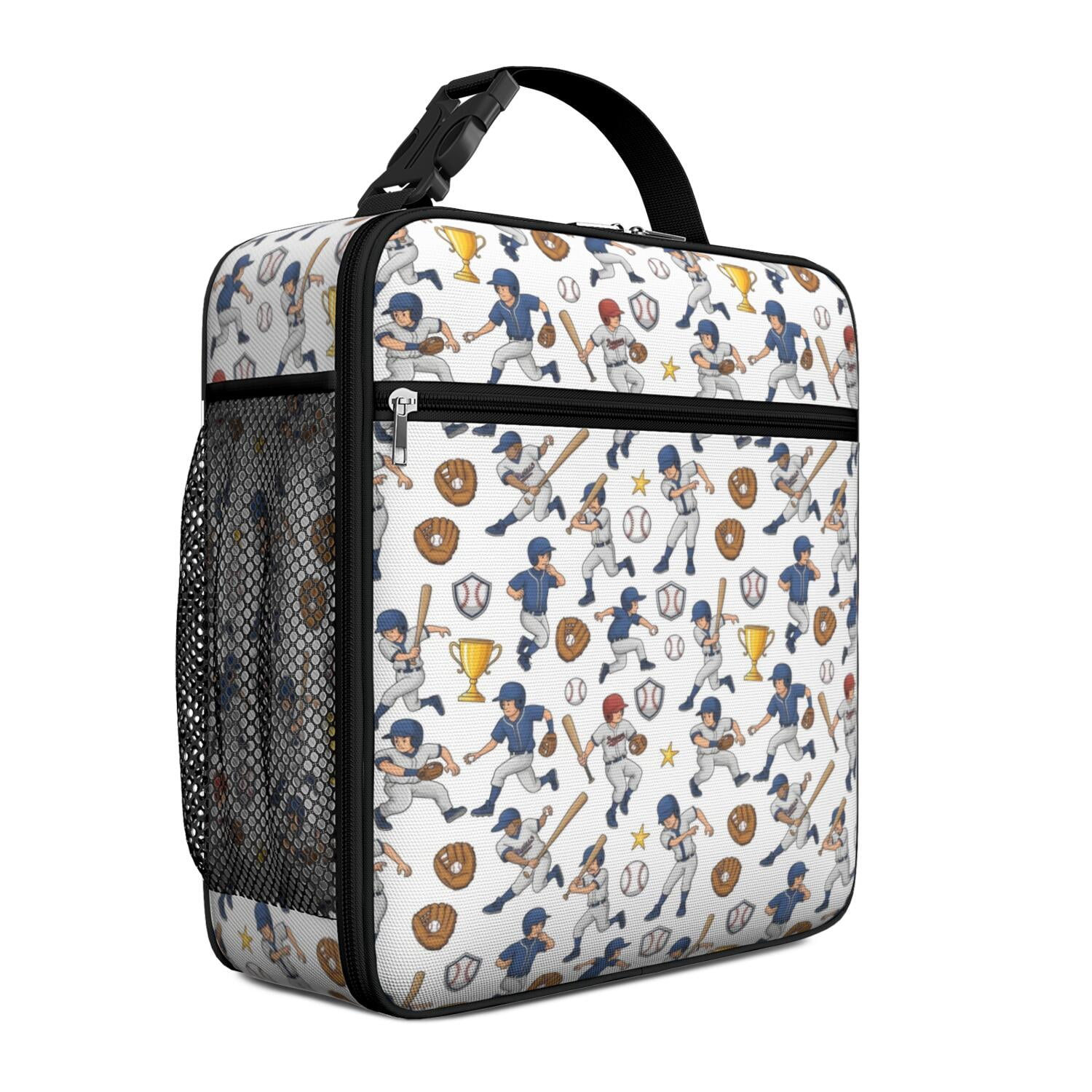 Baseballs and Trophies White Pattern Insulated Lunch Bag Teens,Lunch ...