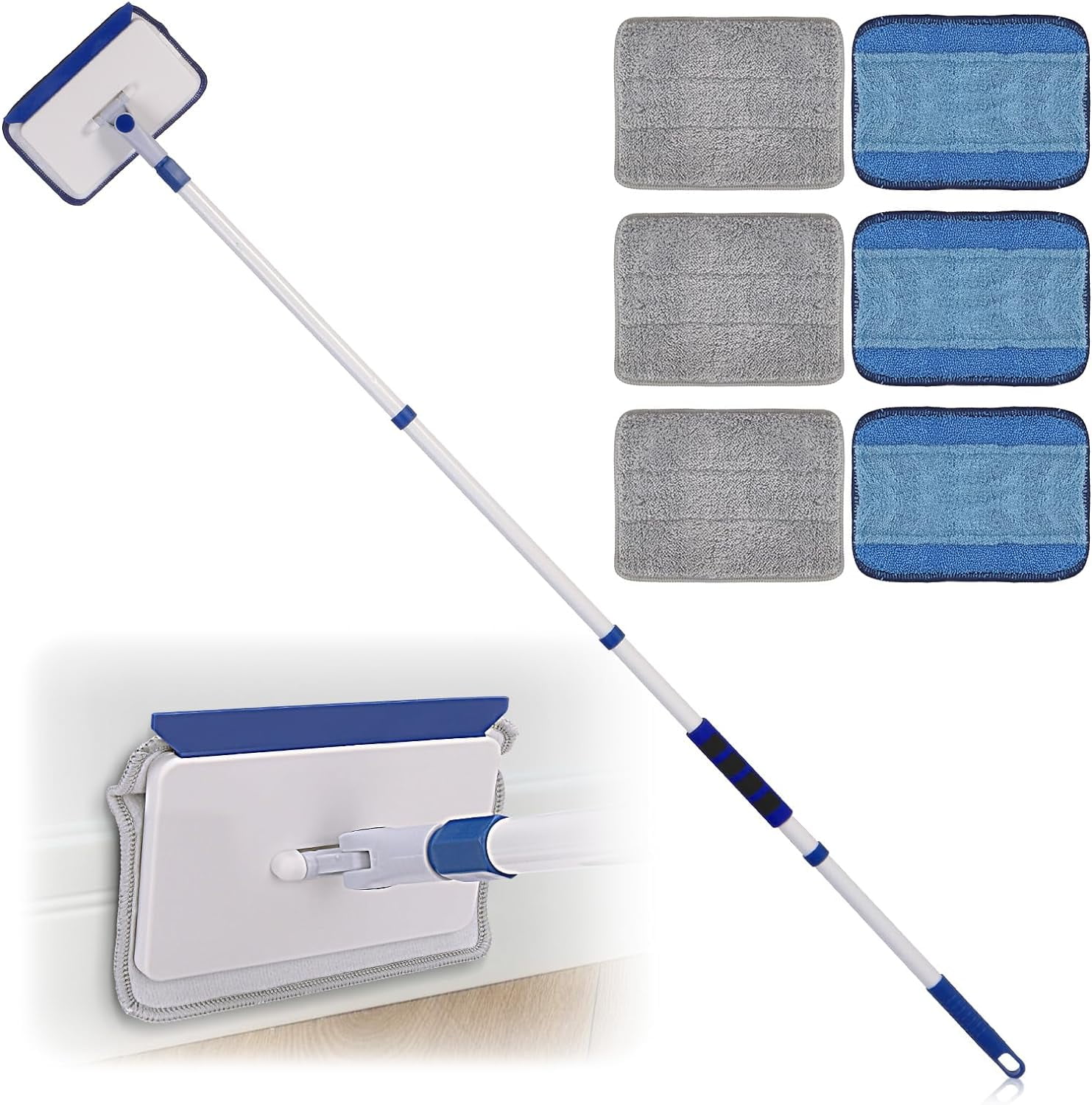 Baseboard Cleaner Tool with Handle, Wall Floor Mop with Extendable Long ...