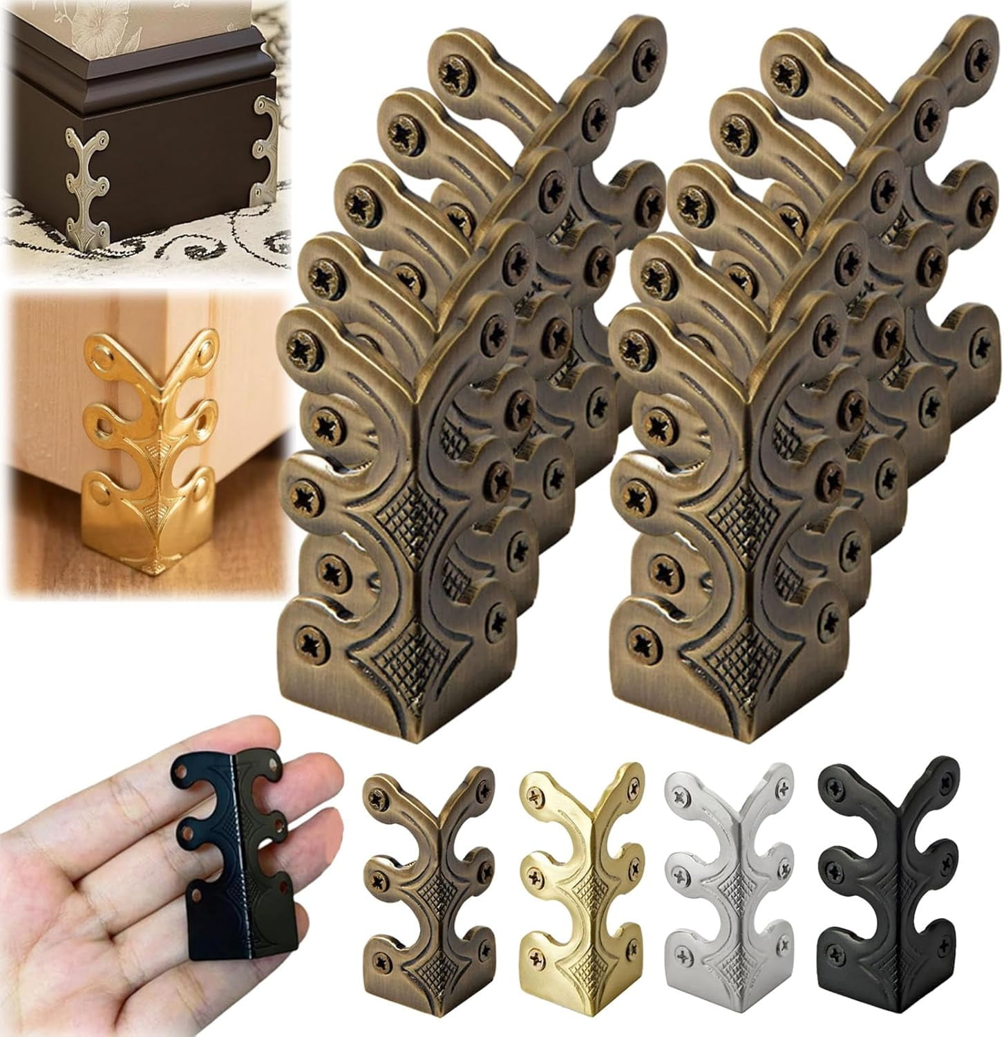 Baseboard Corner Protectors, 10/20-Pack Vintage Metal Skiffers for ...