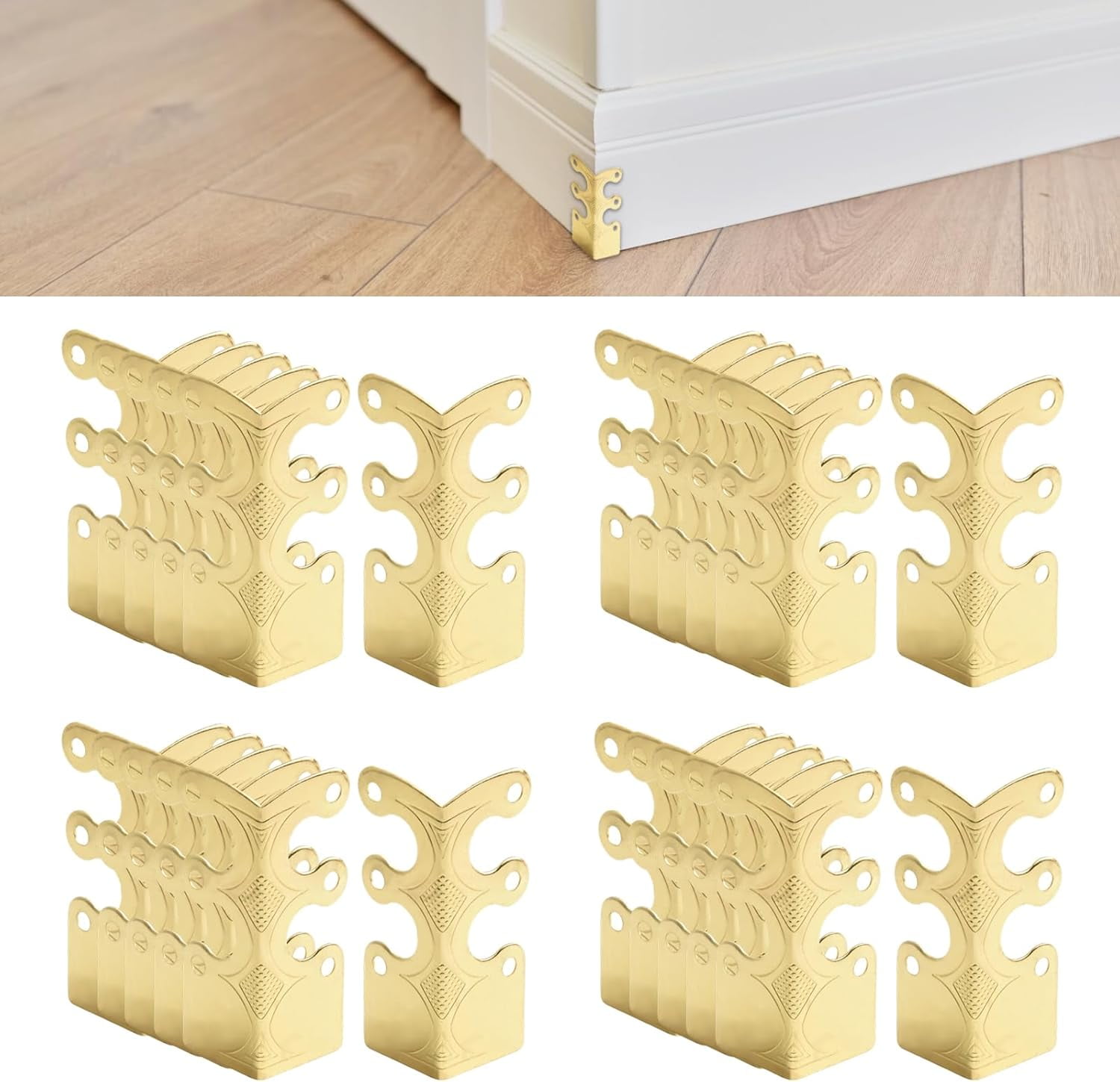 Baseboard Corner Protectors, 6/24 Pcs Solid Brass Skirting Board Corner ...