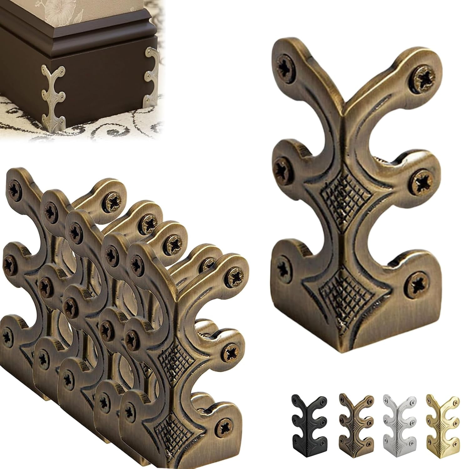 Baseboard Corner Protectors, Vintage Solid Brass Skirting Protectors ...