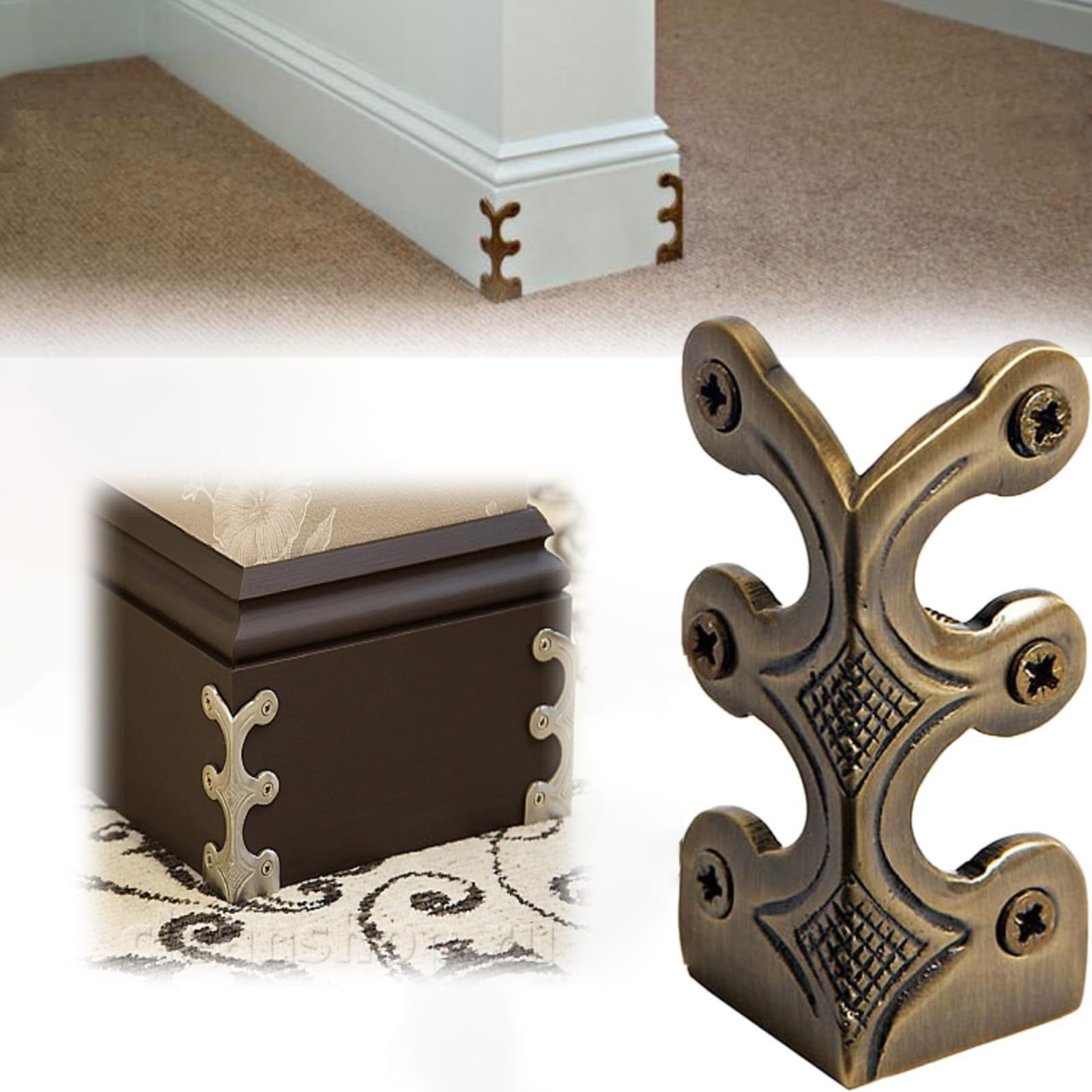 Baseboard corner protector Solid brass plate corner protector Skirting ...