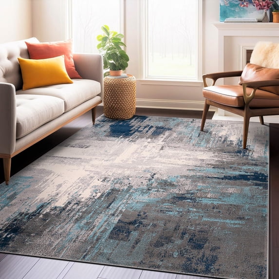 Basel Contemporary Abstract Art Stain Resistant Soft Area Rug 5' x 7 ...