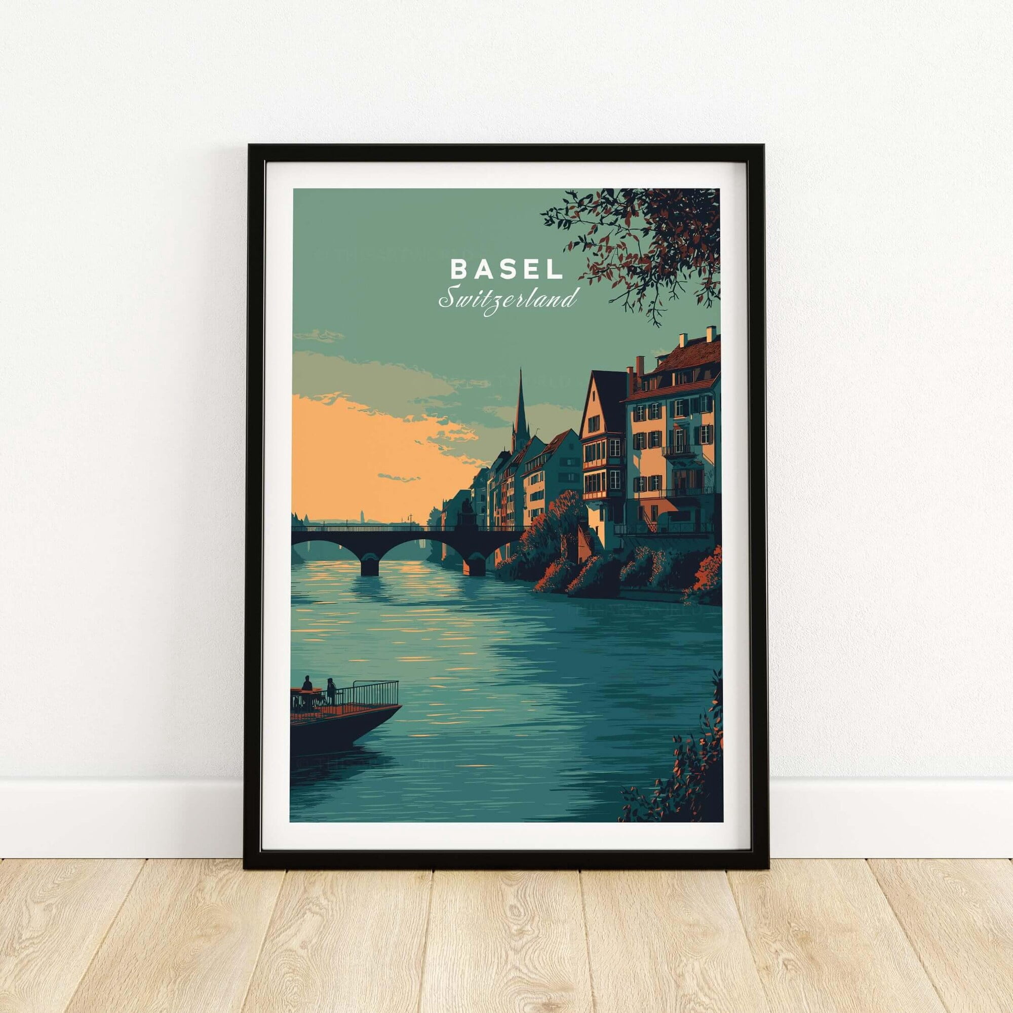 Basel Old Town River View Poster Swiss City Wall Art Scenic Travel Gift ...