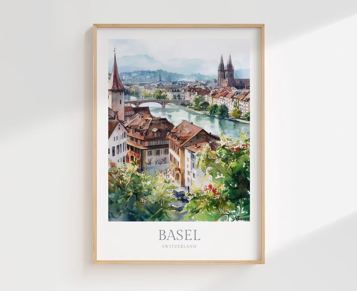 Basel Poster Switzerland Wall Art Decor Travel Poster, Stretched Size ...