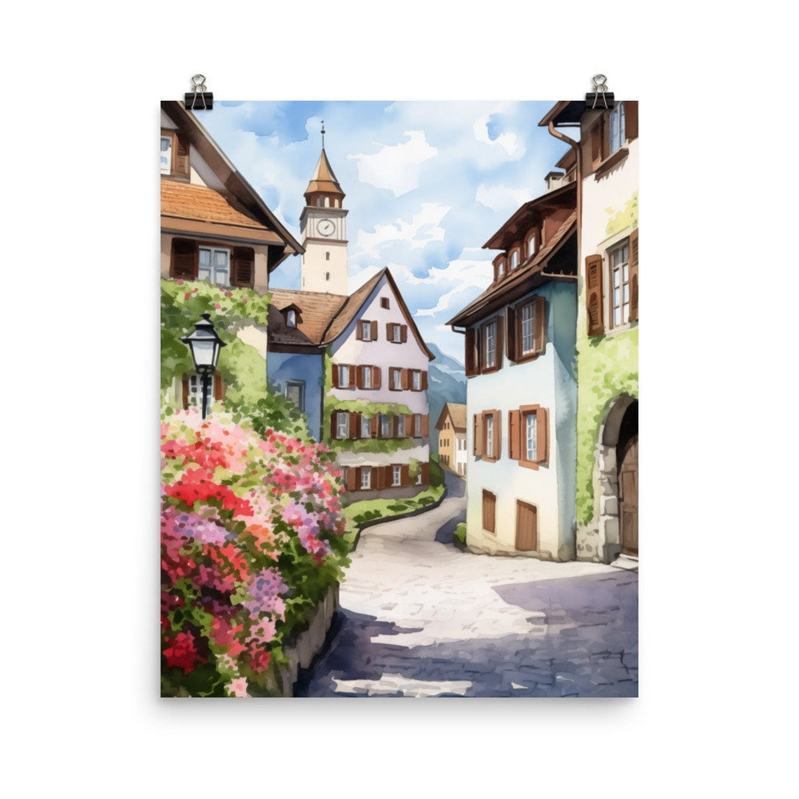 Basel Switzerland Historic An Medieval Cityscape Art Unframed Paper ...