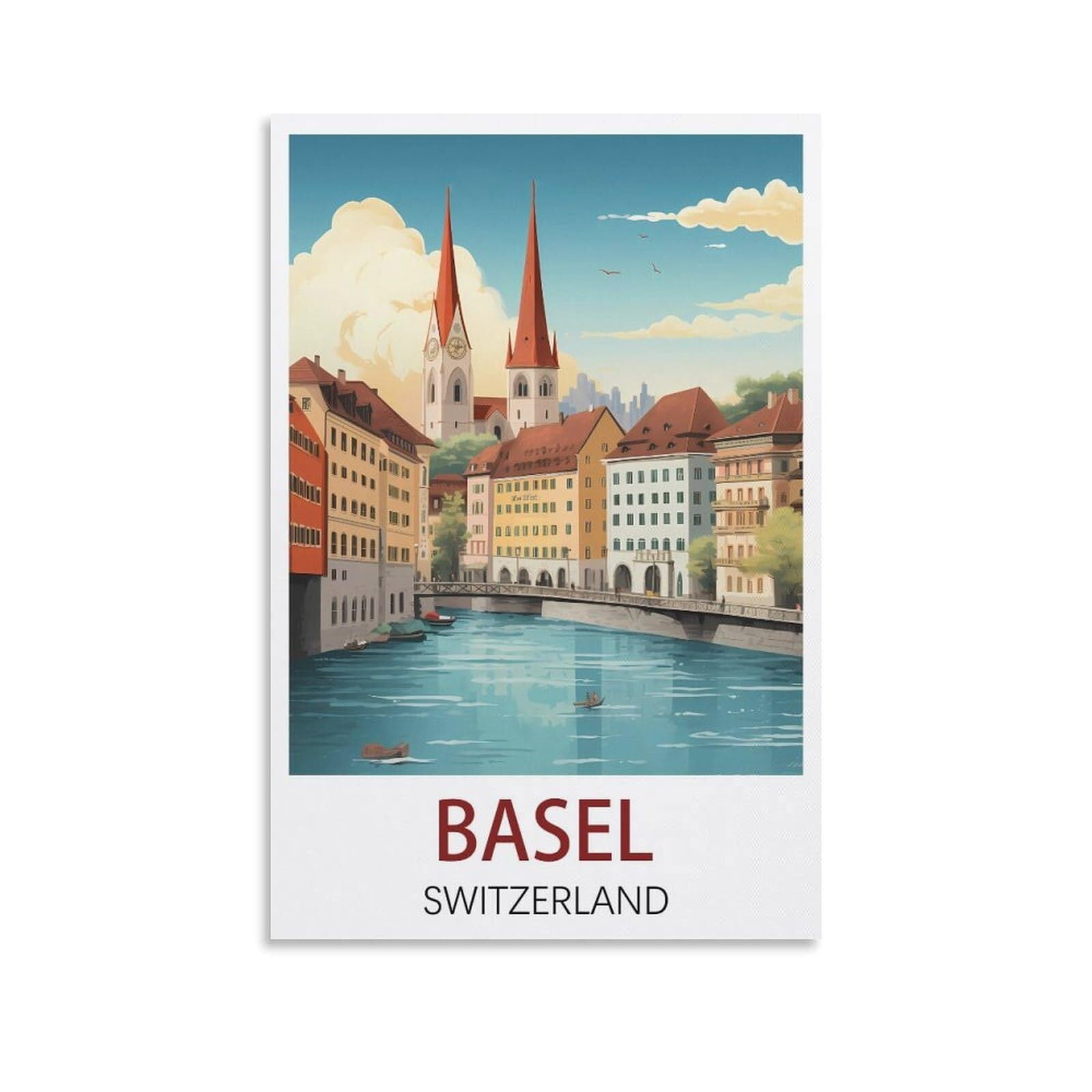 Basel Switzerland Vintage Travel Poster Canvas Wall Poster And Art ...