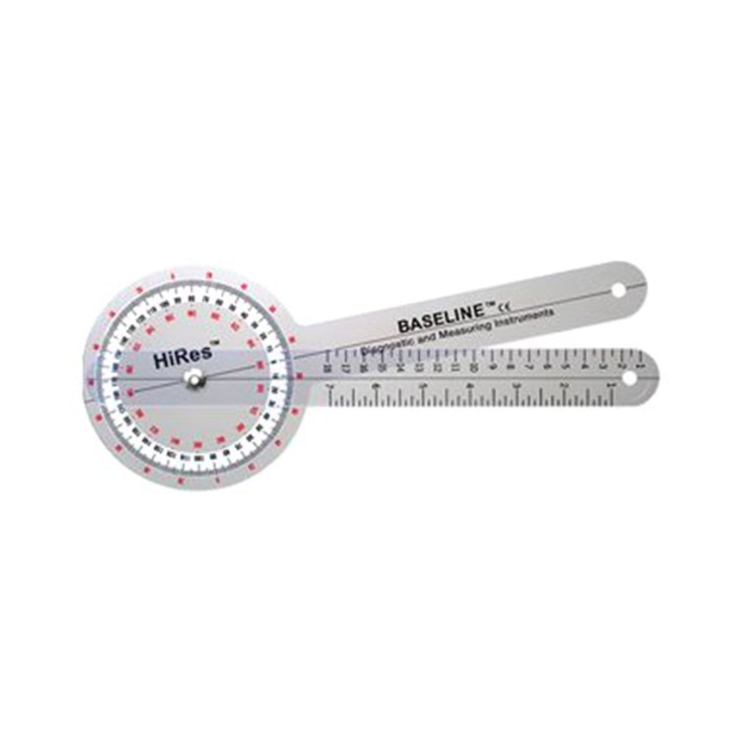 Baseline 360 degree clear plastic goniometer joint angle and range of ...