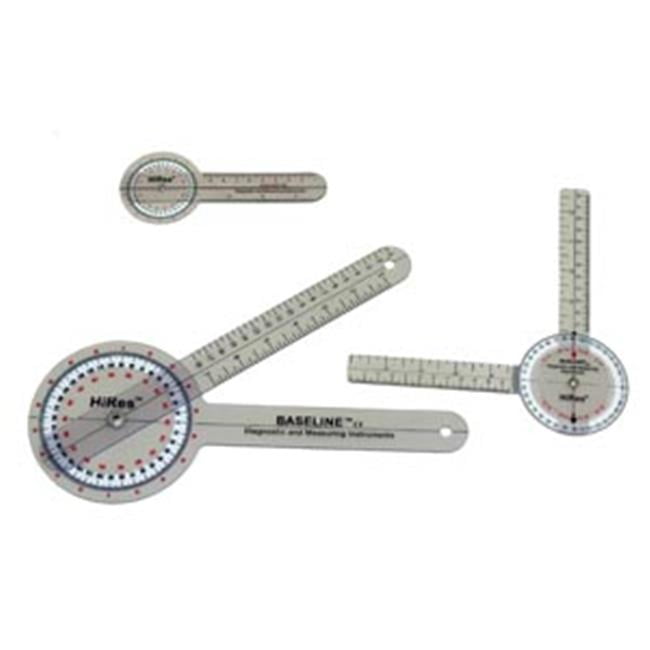 Baseline 360 degree clear plastic goniometer joint angle and range of ...
