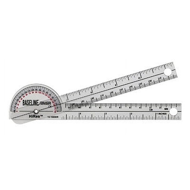 Baseline 360 degree clear plastic goniometer joint angle and range of ...