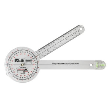 Baseline 360 degree clear plastic goniometer joint angle and range of ...
