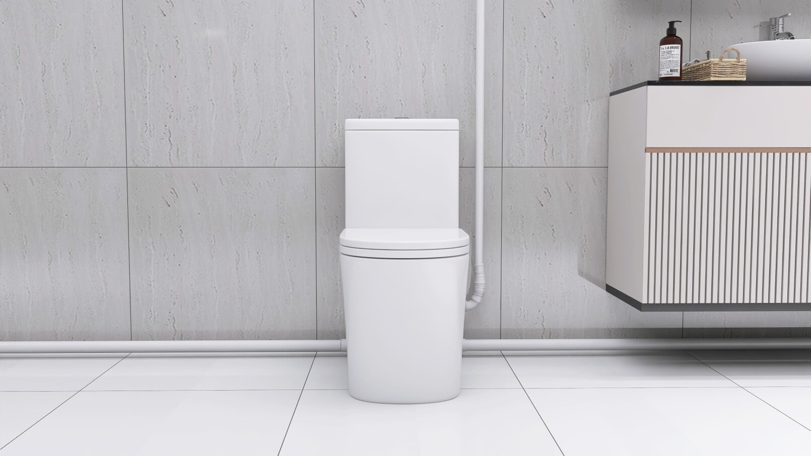 Basement Macerating Toilet System, 600W Dual Flush with ADA-Compliant ...