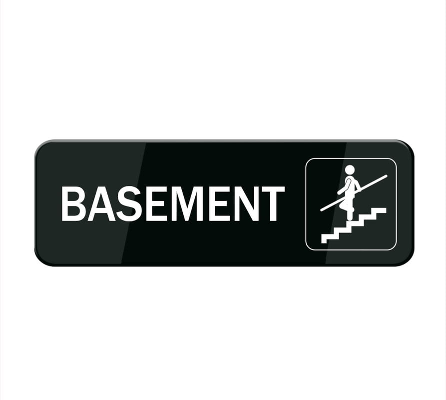 Basement Sign For House (With Strong Adhesive Tape), 10" X 3" Premium ...