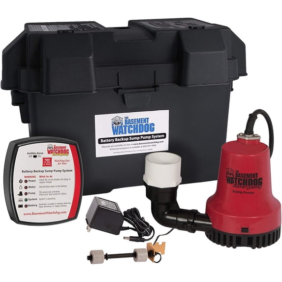 Basement Watchdog Emergency Back-Up Sump Pump, 1000 GPH, Battery ...