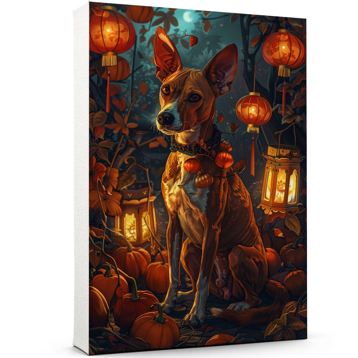 Basenji Artwork Dog Colorful Poster - Basenji Dog Canvas Wall Art For ...