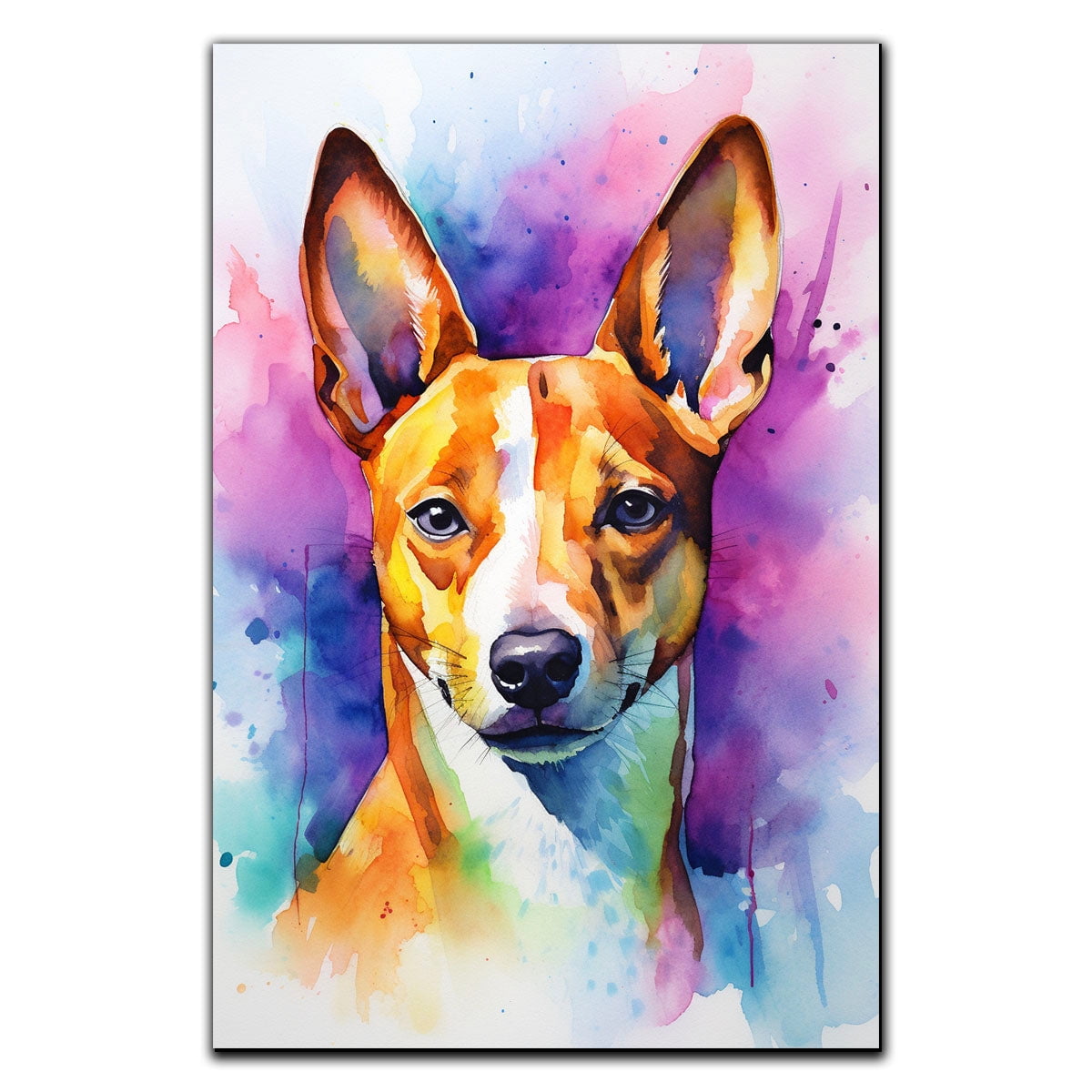 Basenji Canvas Wall Art Famous Oil Paintings Monets Watercolor Dog ...