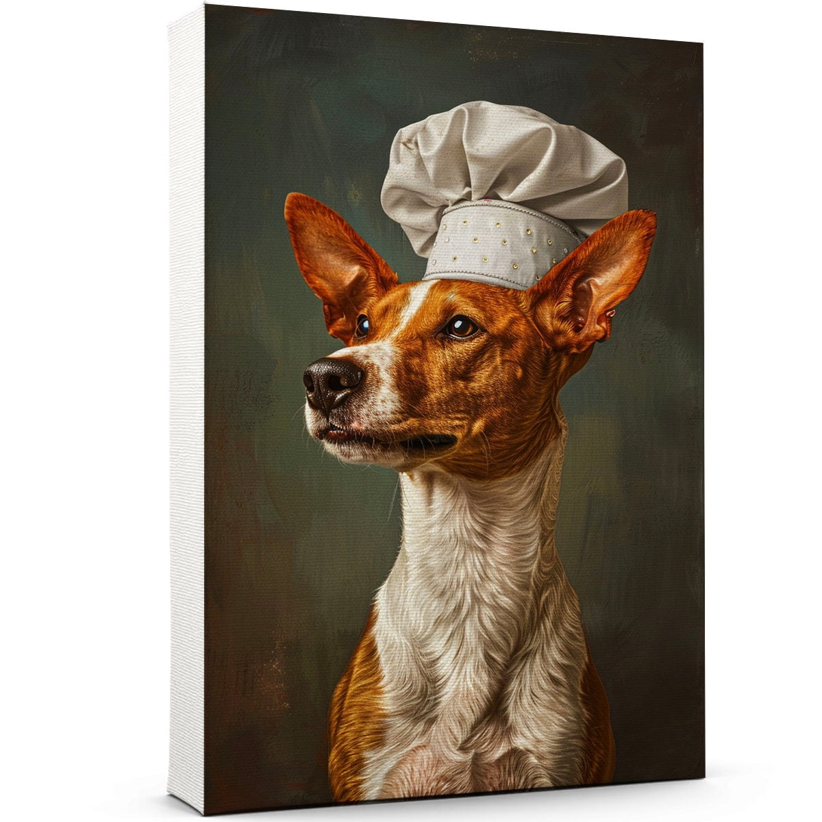 Basenji Dog Chef Poster, Basenji Dog Cooking Food Canvas Print for ...