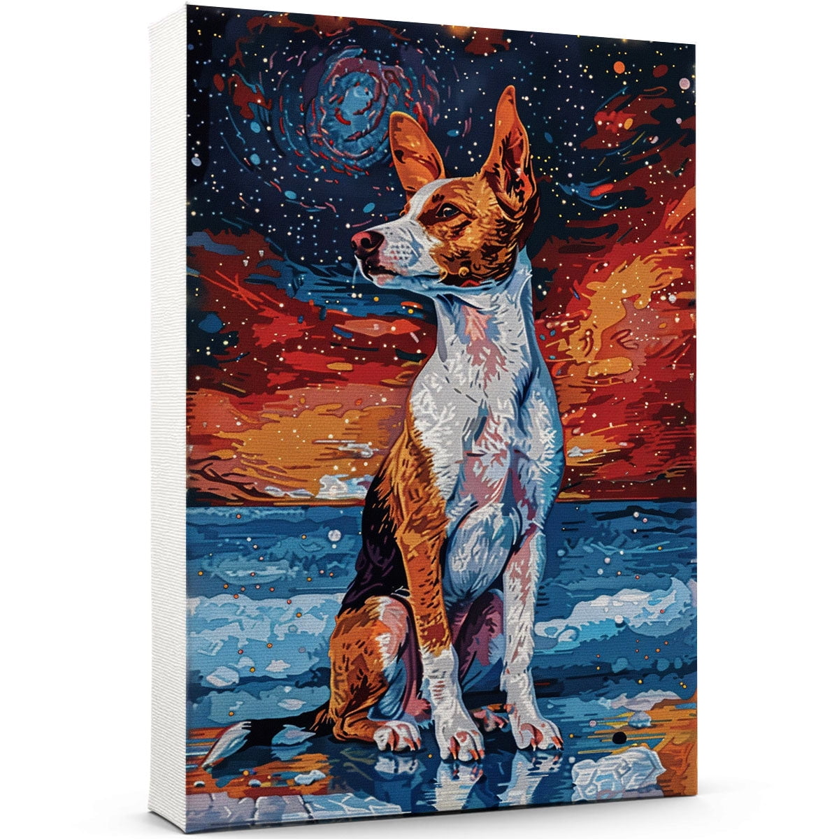 Basenji Dog Lying in The Snow Canvas Print Wall Art Famous Painting for ...