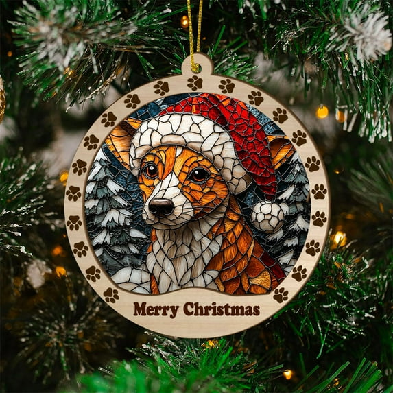Basenji Dog Ornament, Basenji Dog SunCatcher Stained Glass Christmas ...
