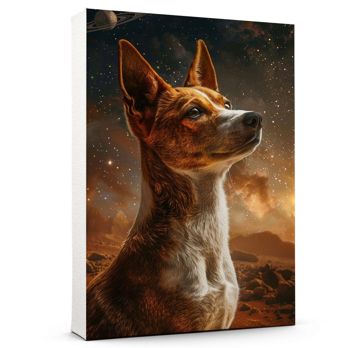 Basenji Dog Space Painting Poster Unframe, Basenji Dog Canvas Frame ...