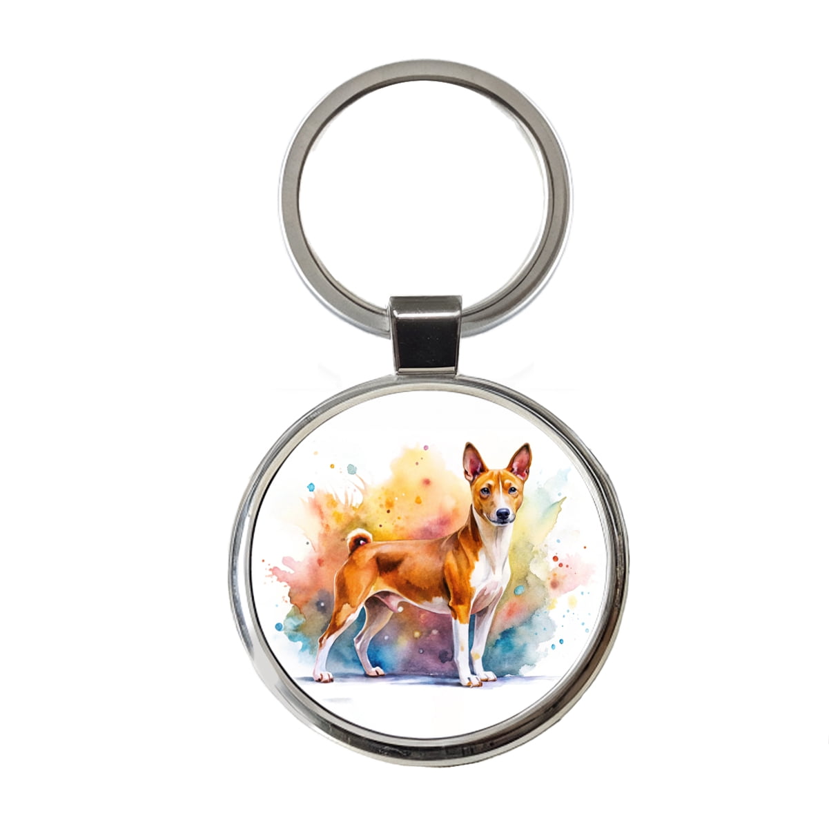 Basenji Dog Watercolor Style Metal Round Keychain - Walmart.com