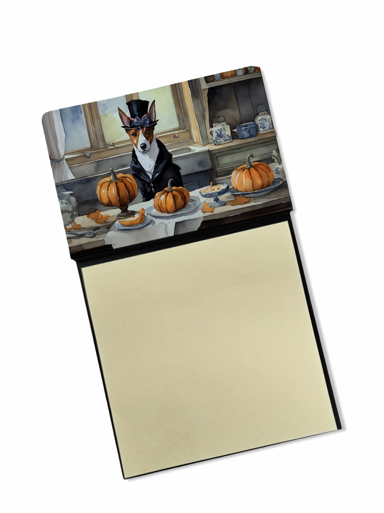 Basenji Fall Kitchen Pumpkins Sticky Note Holder 3.25 in x 5.25 in ...
