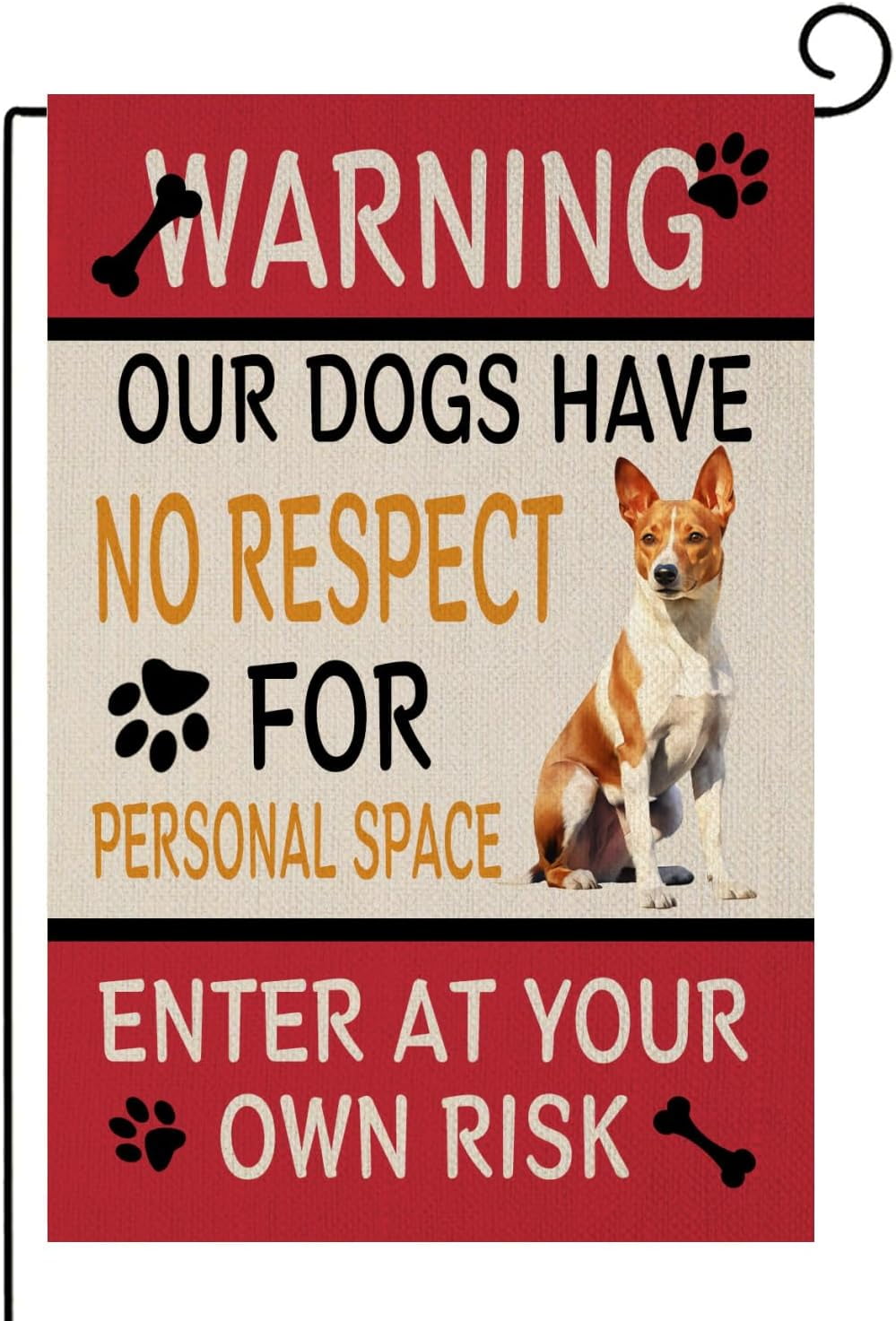 Basenji Garden Flag Warning Our Dogs Have No Respect for Personal Space ...