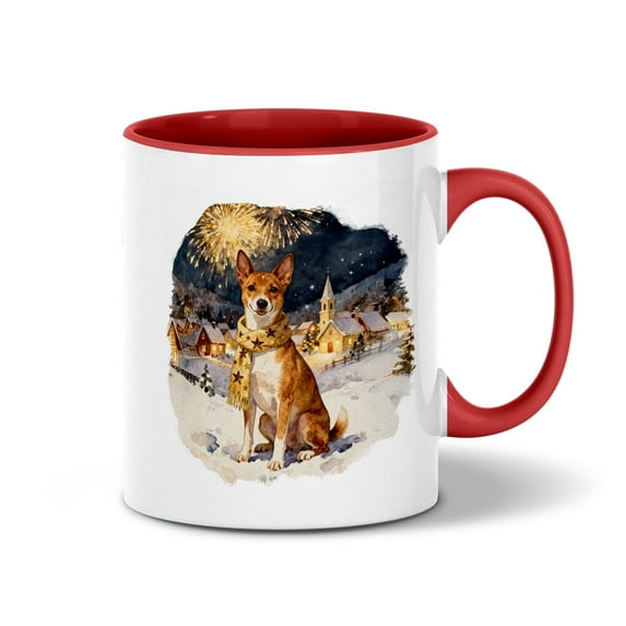Basenji Happy New Year 2026 with Fireworks on New Year's Eve 11oz ...