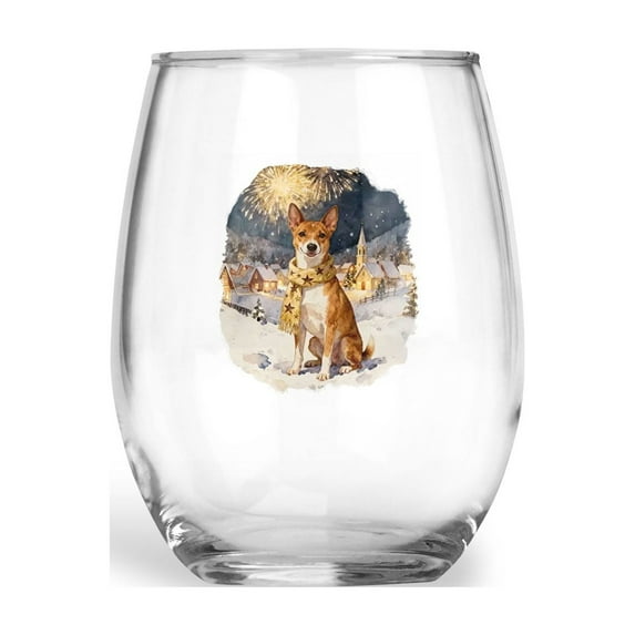 Basenji Happy New Year 2026 with Fireworks on New Year's Eve 15oz ...