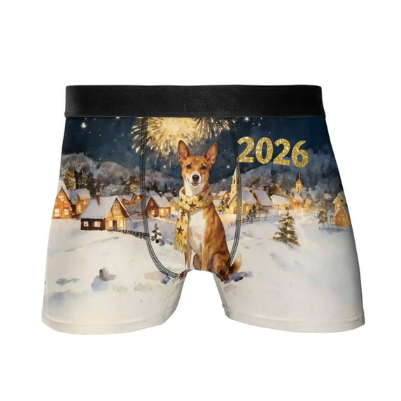 Basenji Happy New Year 2026 with Fireworks on New Year's Eve All Over ...