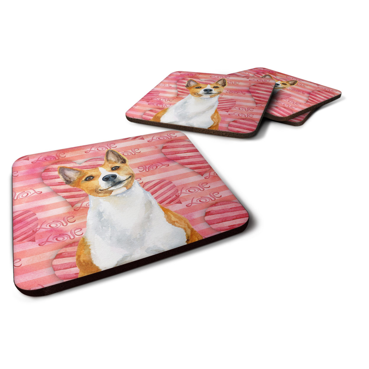 Basenji Love Foam Coaster Set of 4 Red - Walmart.com
