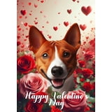 Basenji Red and White - Best of Breed Valentines Day Outdoor House Flag ...