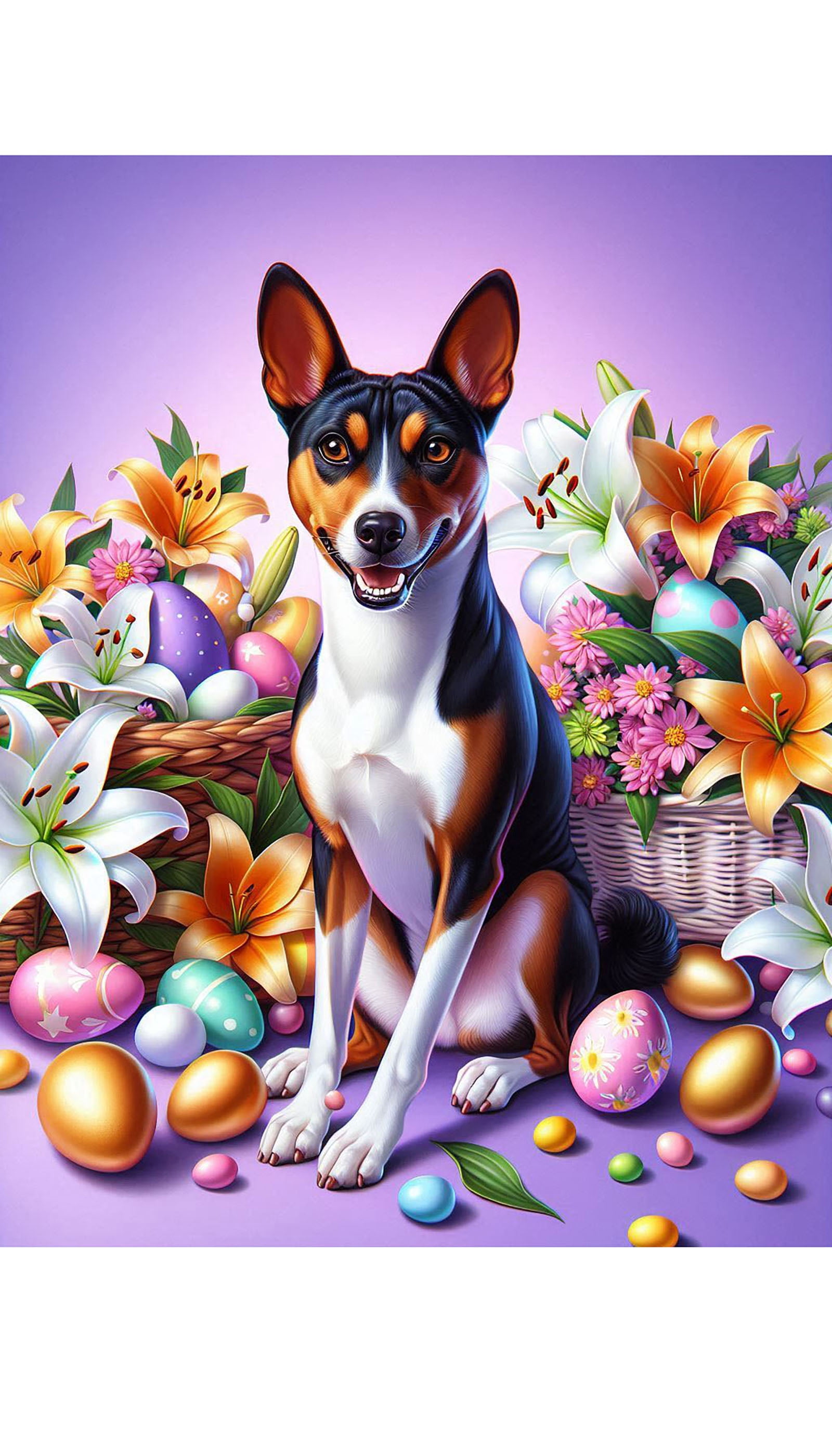 Basenji Tri - Best of Breed DCR Easter Holiday Outdoor House Flag ...