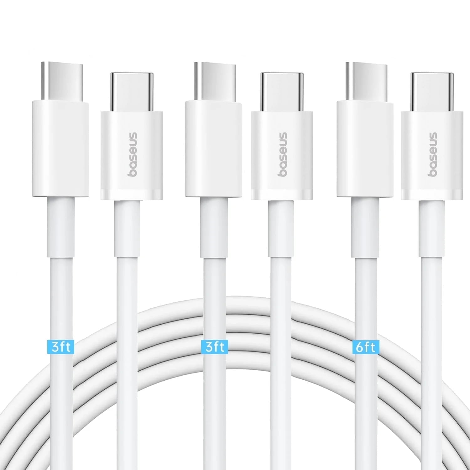 Baseus 100W USB C Cable, 3FT 3-Pack, Fast Charging Type C Charger Cable ...
