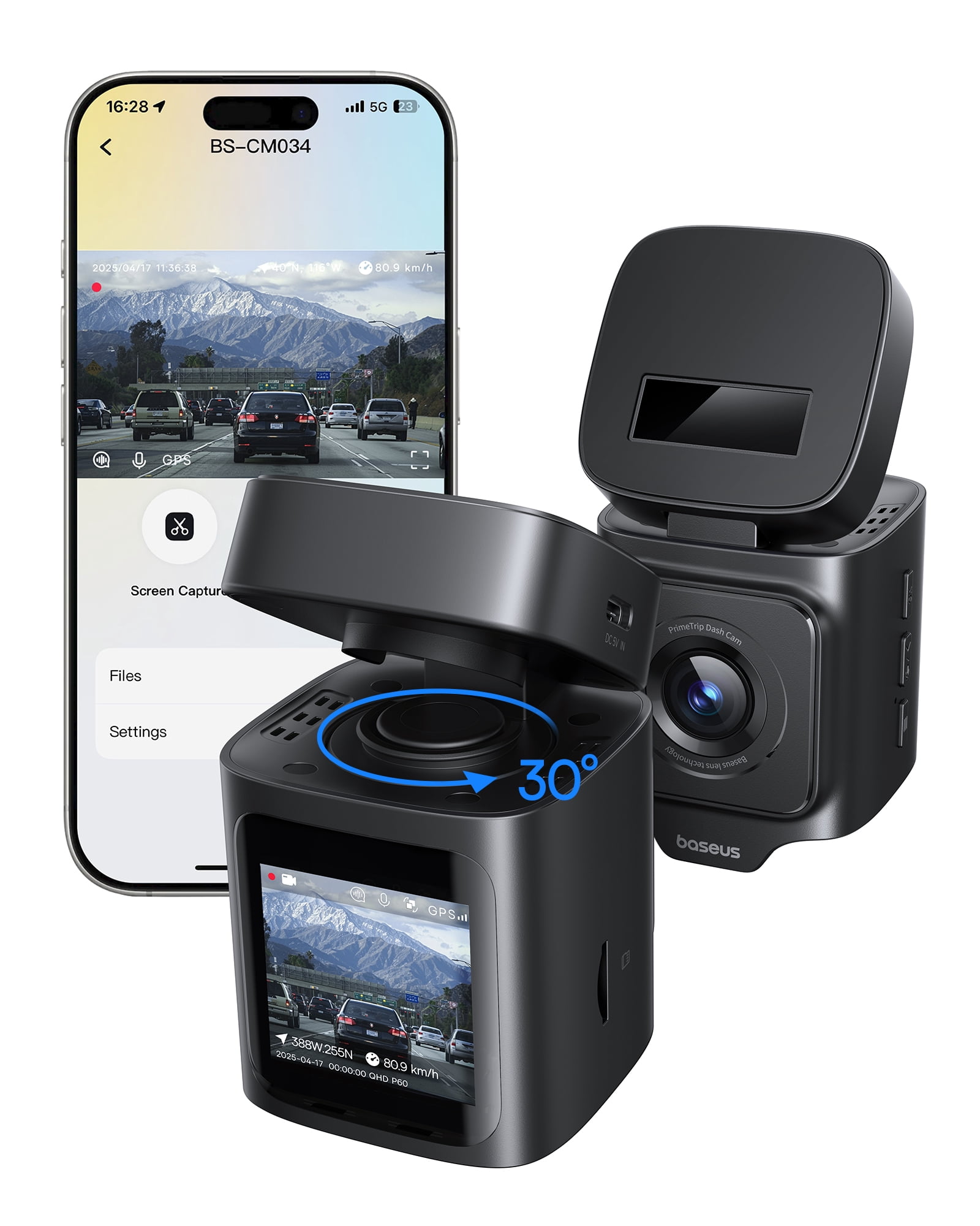 Baseus VD1 Pro Solar Dash Cam 4K+1080p, 4K+1080P Dash Camera for Cars ...