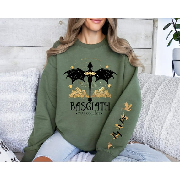 Basgiath War College Sweatshirt, Fantasy Reader Hoodie, Sleeve Print ...